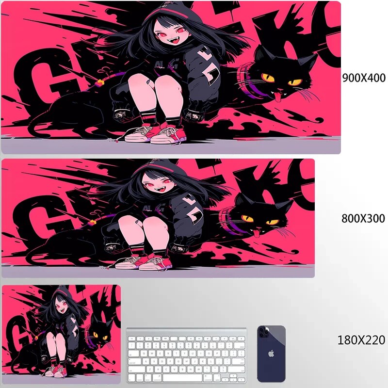 Tapis de Souris Rose TTG Anime Chat Pc Gamer Tapis de Souris Fille ...