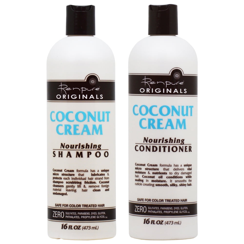 Renpure Originals Coconut Cream Nourishing Shampoo + Conditioner 16oz ...