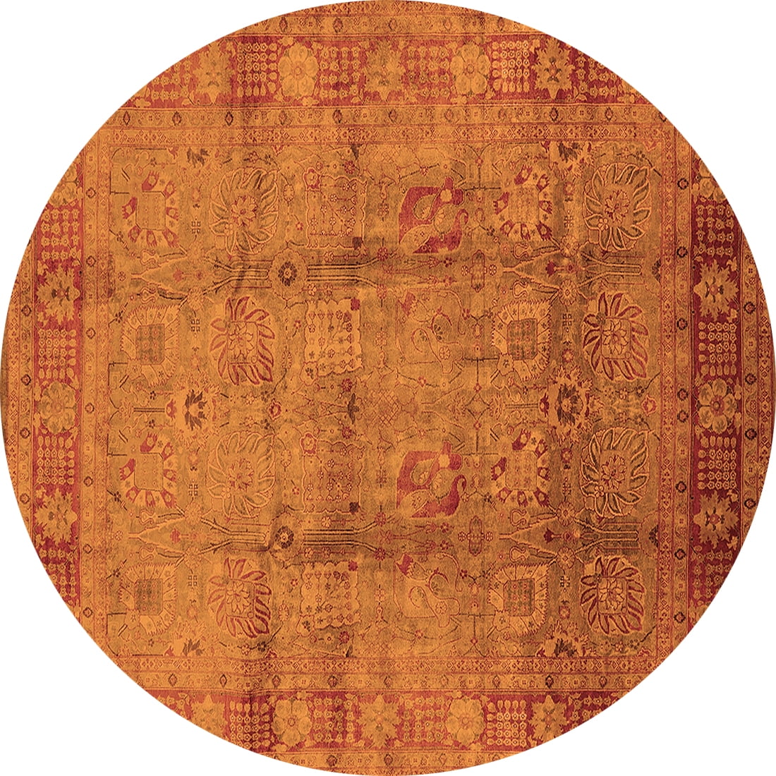 Ahgly Company Indoor Round Oriental Orange Industrial Area Rugs, 8 ...