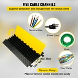 VEVOR Modular Rubber 5-Cable Warehouse Electrical Snake Cover Protector ...