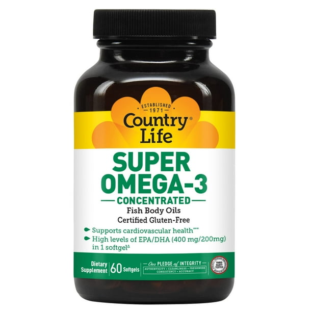 Suplemento Country Life Super Omega-3 concentrado 60 cápsulas blandas ...