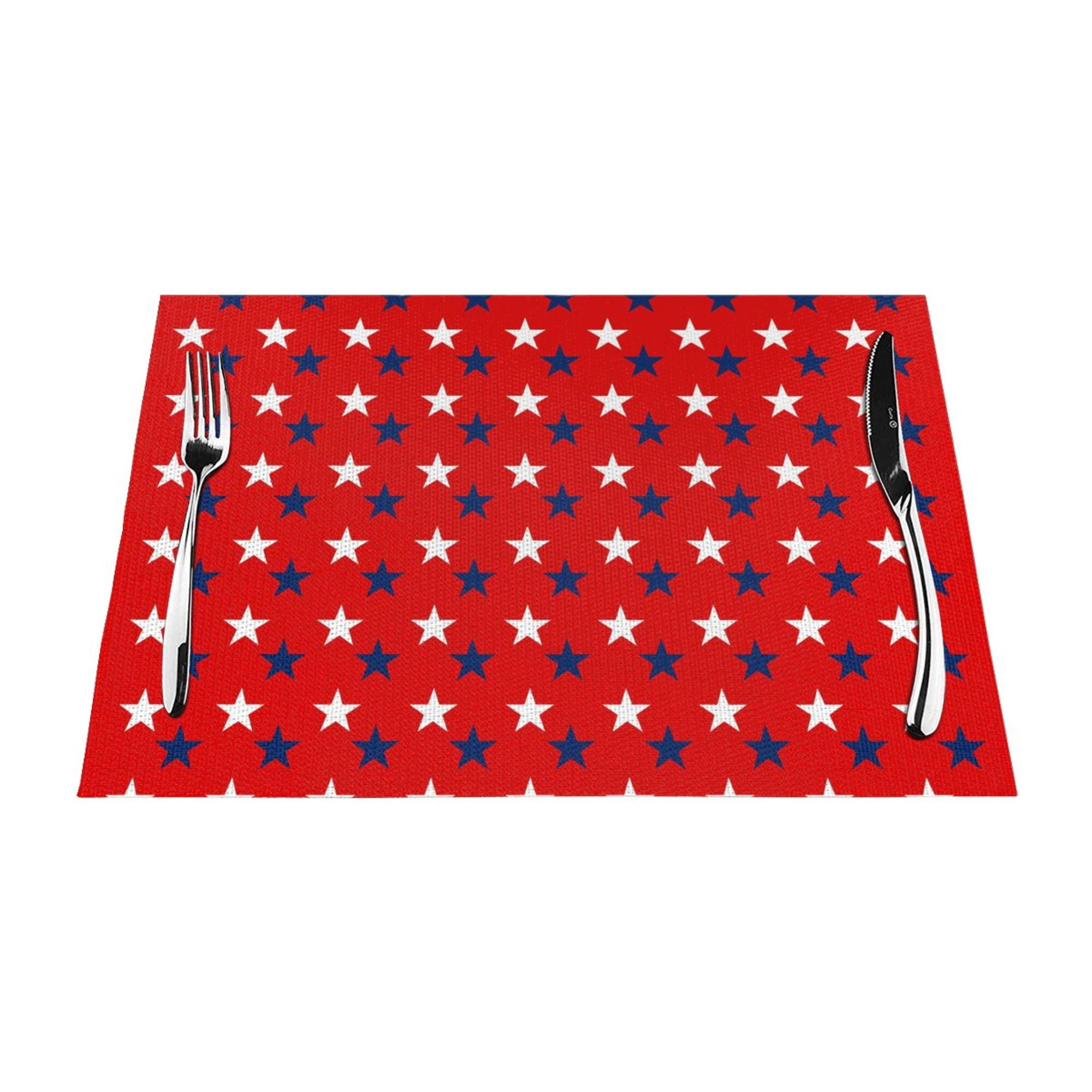 XMXY Woven Placemats Set of 6 PCS, Usa America Patriotism Red Table ...