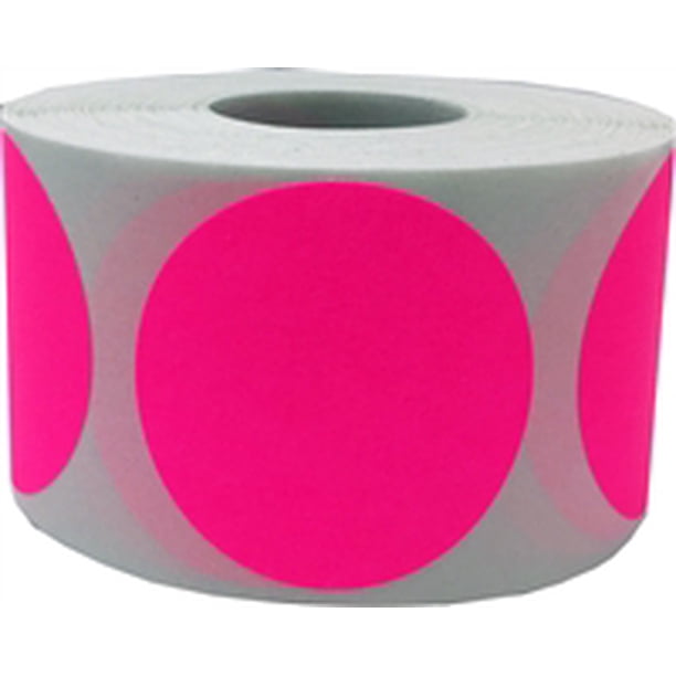 Fluorescent Pink Circle Labels | 1.5" inches Round - 500 Pack ...