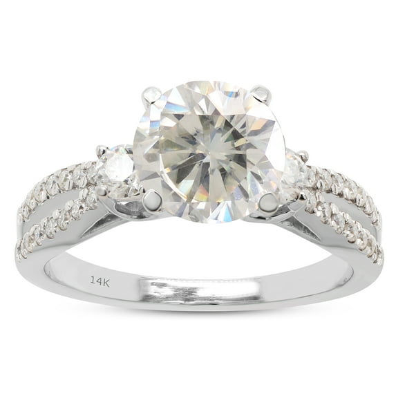 1 3/5 ct. t.w Center 7MM Round Cut Lab Created Moissanite Diamond Split ...