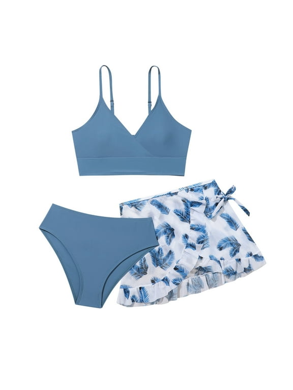 adviicd Teen Girl Swimsuit Girls Swimsuit, 3 Piece Tropical Print ...