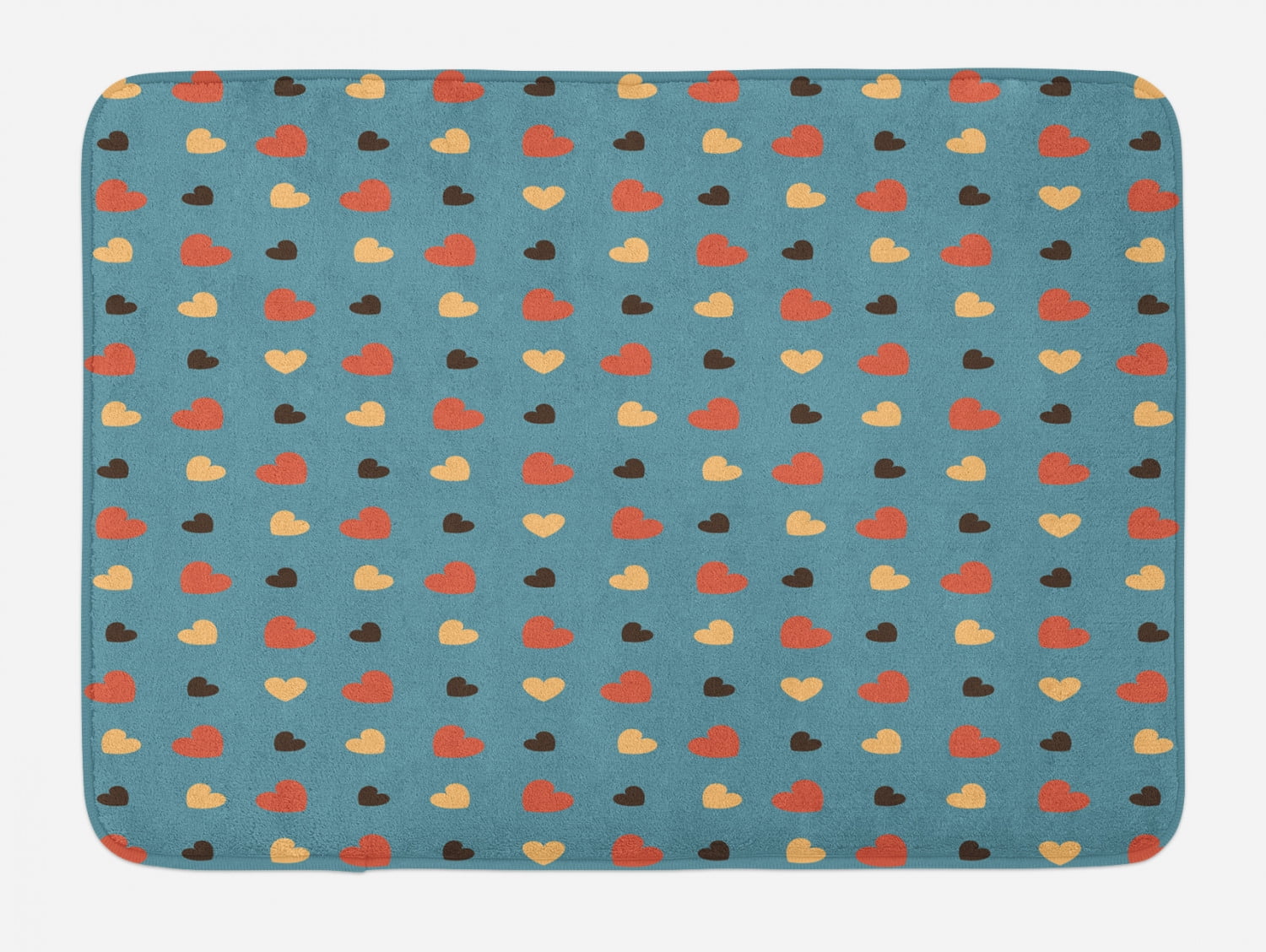 Blue Bath Mat, Couple Valentines Theme Romantic Love Themed Polka Dots Like Hearts, Non-Slip ...