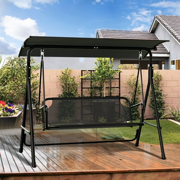 Uforic 3 Person Outdoor Porch Swing with Adjustable Canopy, Removable ...