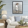 Stupell Industries Child on Beach Shore Black Framed Floater Canvas ...