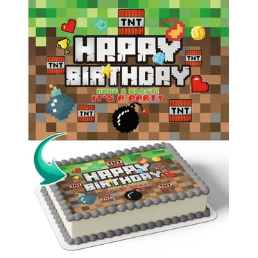 Minecraft Edible Cake Image Topper Personalized Picture 1/4 Sheet (8 ...