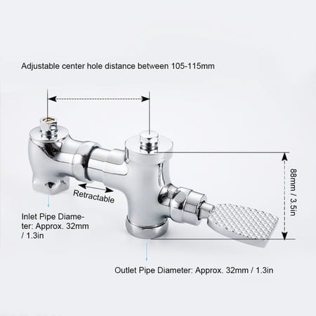 Fdit Foot Pressing Type Brass Flush Valve Pedal Retractable Toilet ...