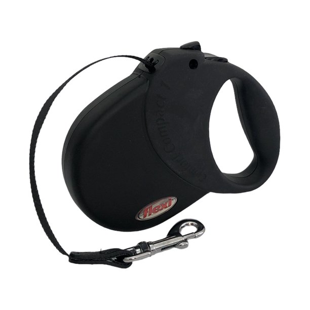 Correa retráctil para perro con cinta de 5 metros color negro Flexi ...