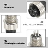 Uxcell Aviation Connector Plug, 5 Pin Metal Male Female Panel Connector ...