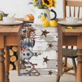 Burlap Table Runner 60 Inches Long, Watercolor Country Star on Wood ...