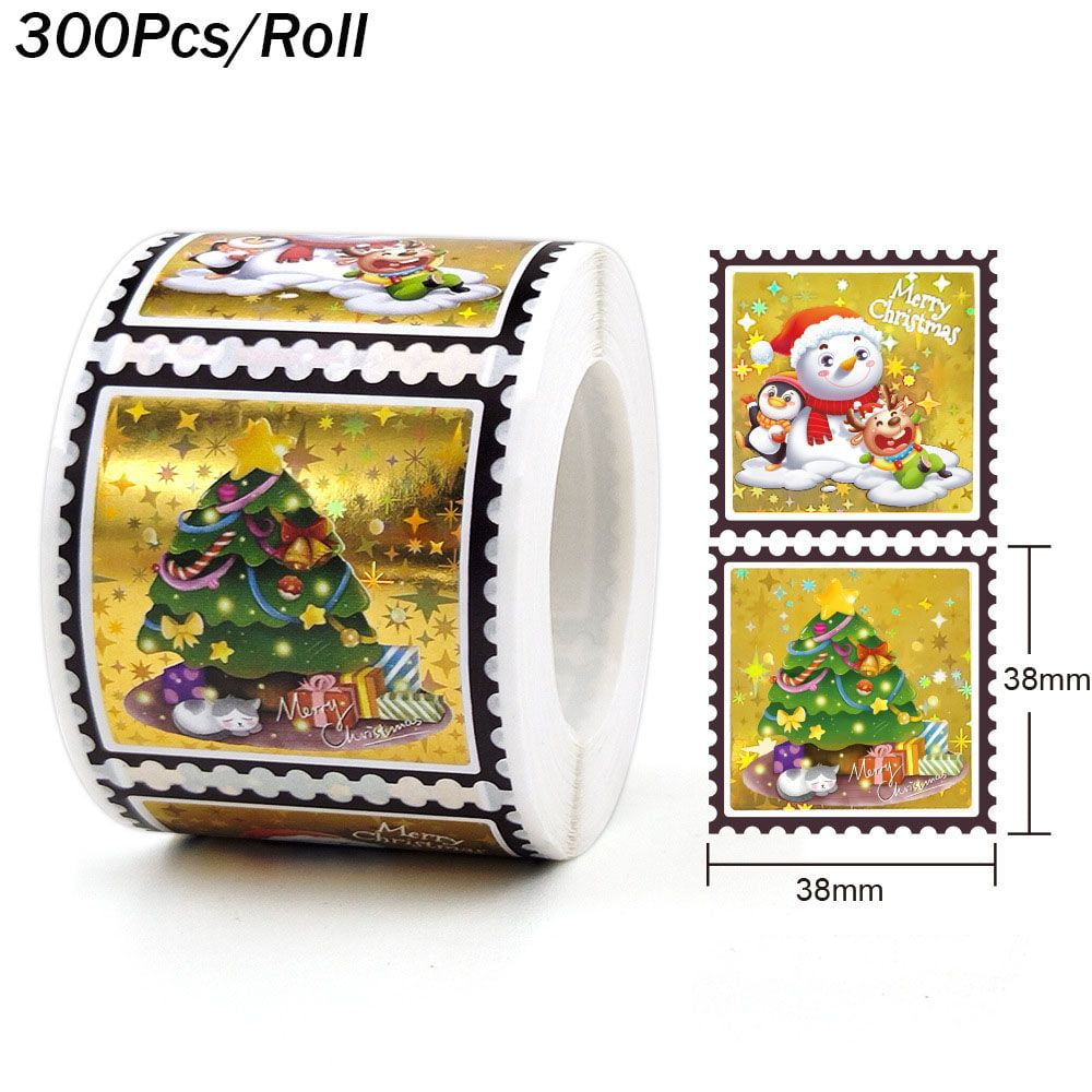 Square Cards Present Labels Christmas Tree Envelope Seal Gift Box ...