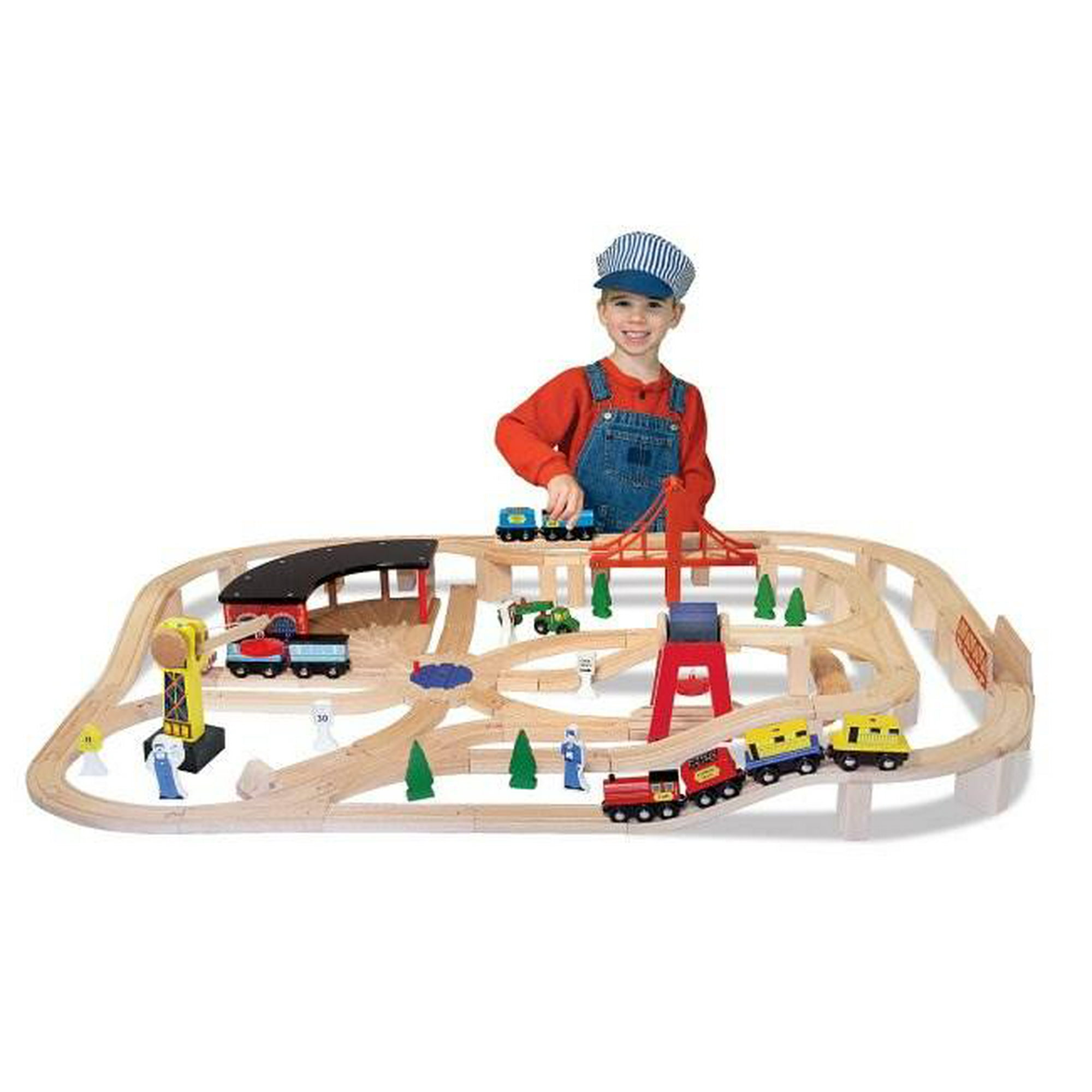 Click here for Melissa & Doug Deluxe Wooden Railway Set With Trai... prices