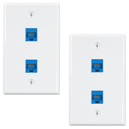 2-pack 2 Port Ethernet Wall Plate, Coupler Face Plates, 2-port ...