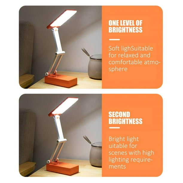 Table Light Orange 12 LED Folding USB Rechargeable with 2 Lighting ...