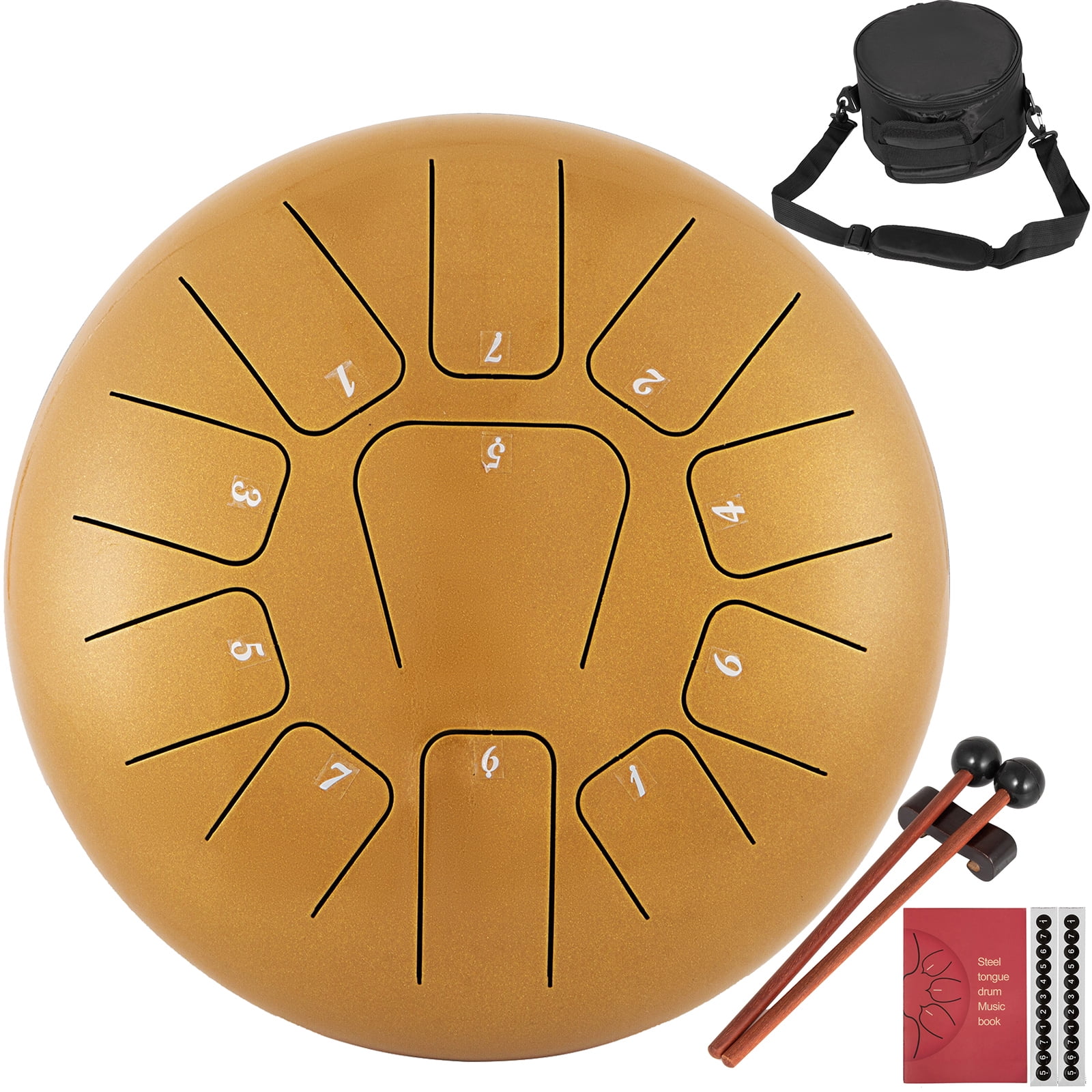 VEVOR Steel Tongue Drum 11 Notes 12 Inches Dia Tongue Drum Gold Handpan vevor-steel-tongue-drum-11-notes-12-inches-dia-tongue-drum-gold-handpan