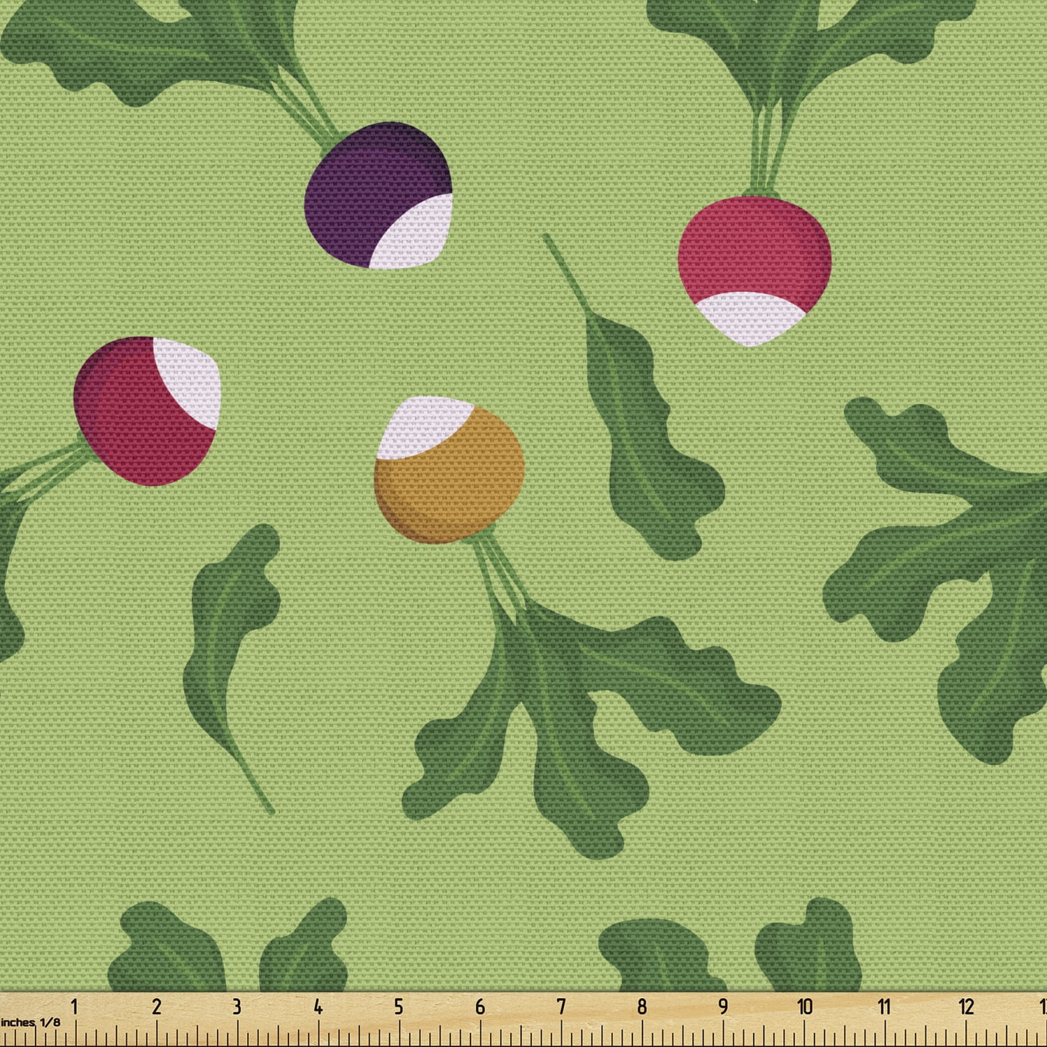 Vegetable Fabric by the Yard, Pattern of Colorful Radish Along Leaves ...