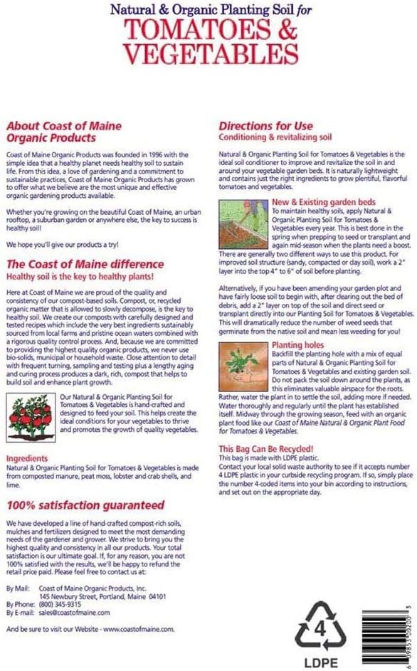 Buy Coast of Maine OMRI Listed Tomato and Vegetable Plant Potting Soil ...