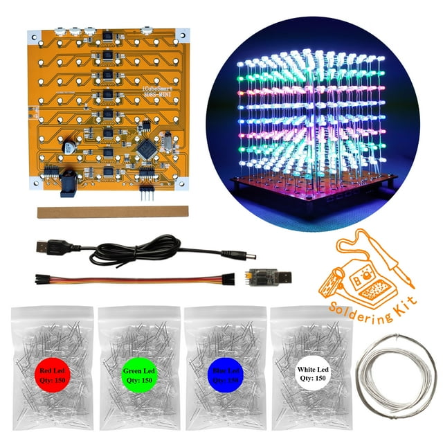 iCubeSmart 3D8MINI Led cube kit DIY electronics kit 8x8x8 Learning to ...