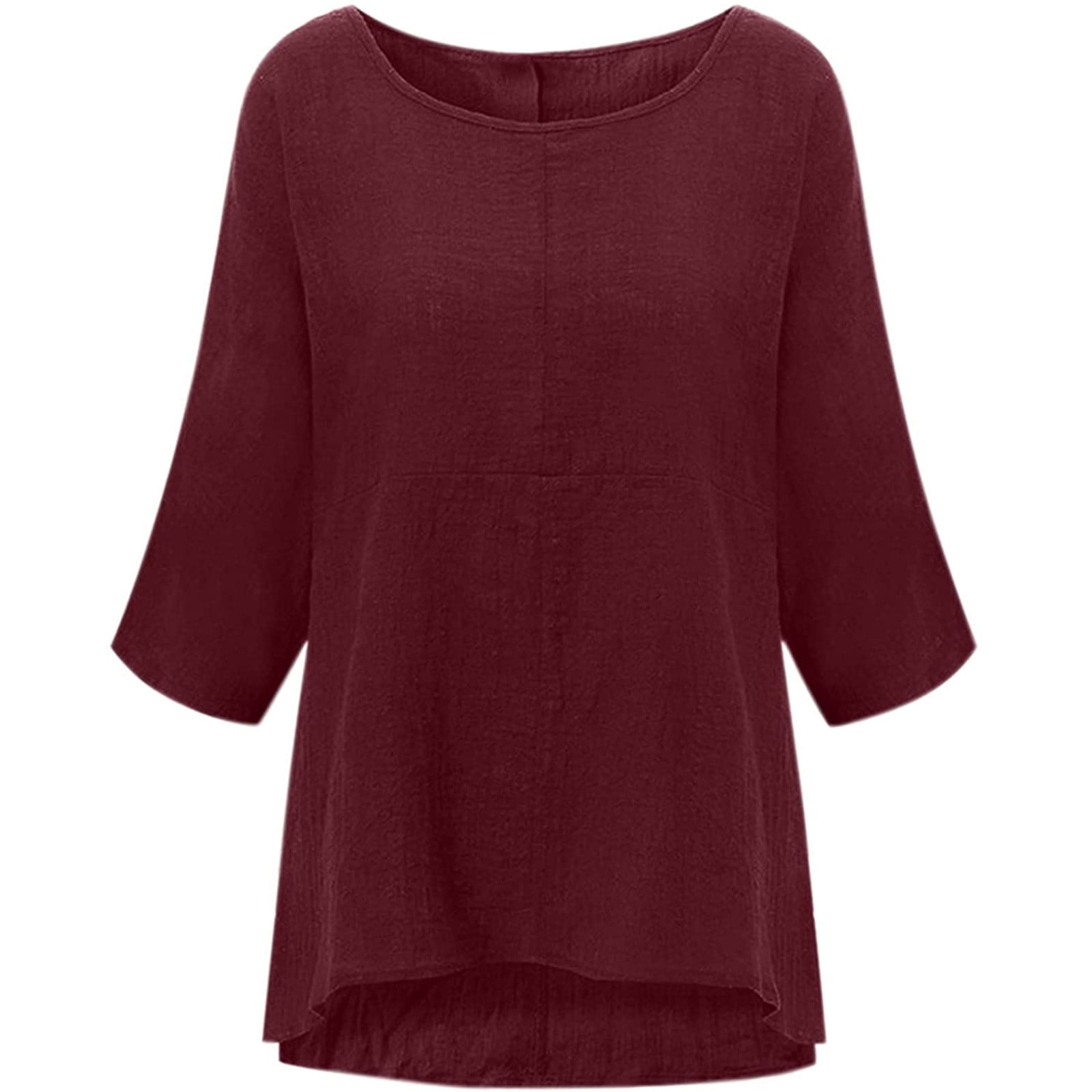 tklpehg Cotton 3/4 Sleeve Shirts for Women Fall Clothes Womens Tops ...