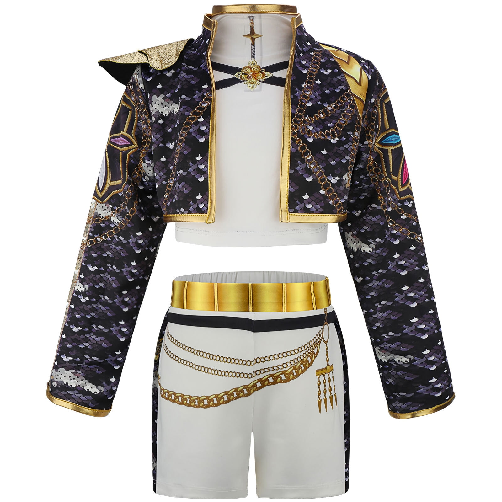 3PC Girls Pop Singer Stage Costume Halloween Movie Jacket T-Shirt ...