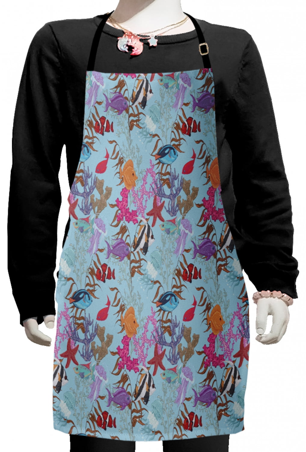 Underwater Kids Apron, Fish Aquatic Animals Jellyfish Starfish Sea ...
