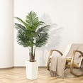 Artificial Palm Plant 5 FT， Faux Palm Tree in White Taper Planter with ...