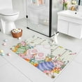 Easter Door Mat Spring White Rabbit Tail Eggs Floral Leaf Beige Wood ...