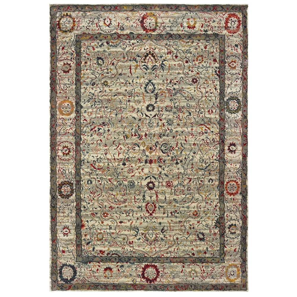 Sphinx Mantra Area Rug 1905W Casual Ivory Petals Bordered - Walmart.com