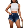 Women's High Waisted Ripped Denim Shorts with Pockets Frayed Raw Hem ...