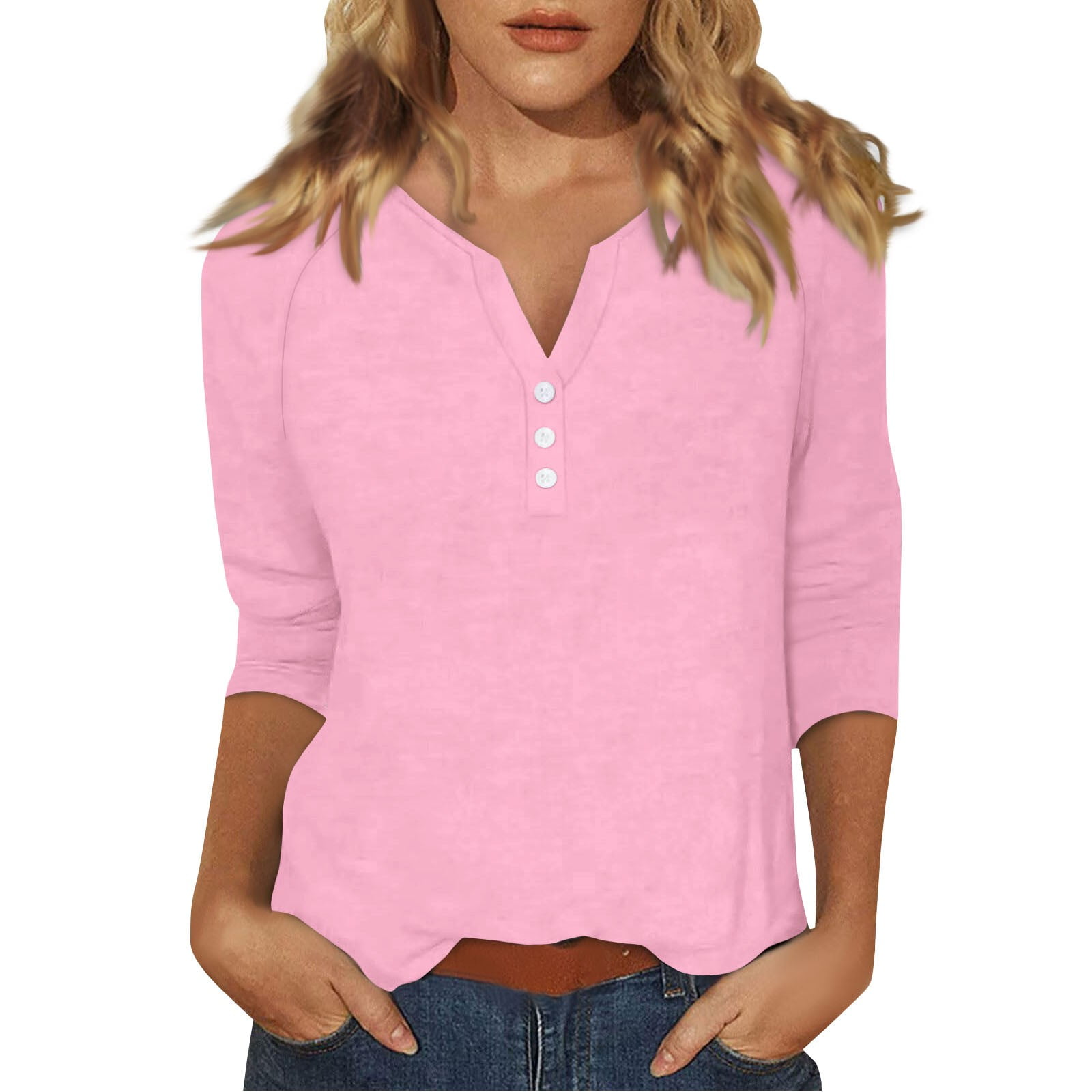 Click here for Dengdeng Ladies 3/4 Length Sleeve Tops Elbow Butto... prices