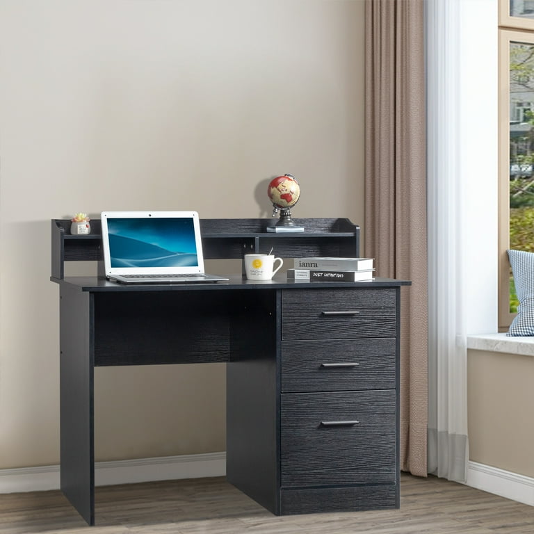 Small black office desk with drawers store