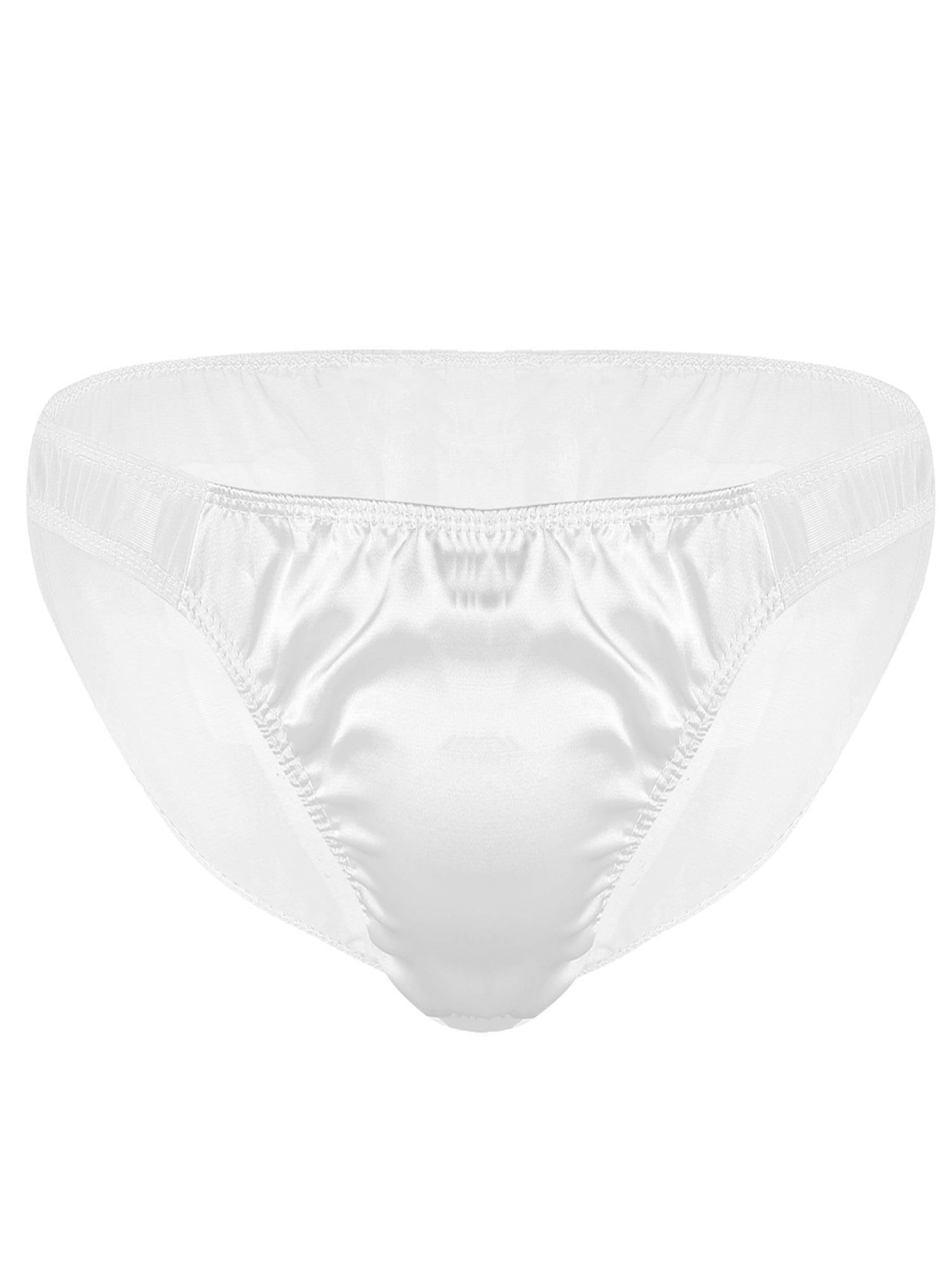 Iefiel Mens Soft Sheer Mesh Satin Briefs Shiny Low Rise Ruffle Bikini