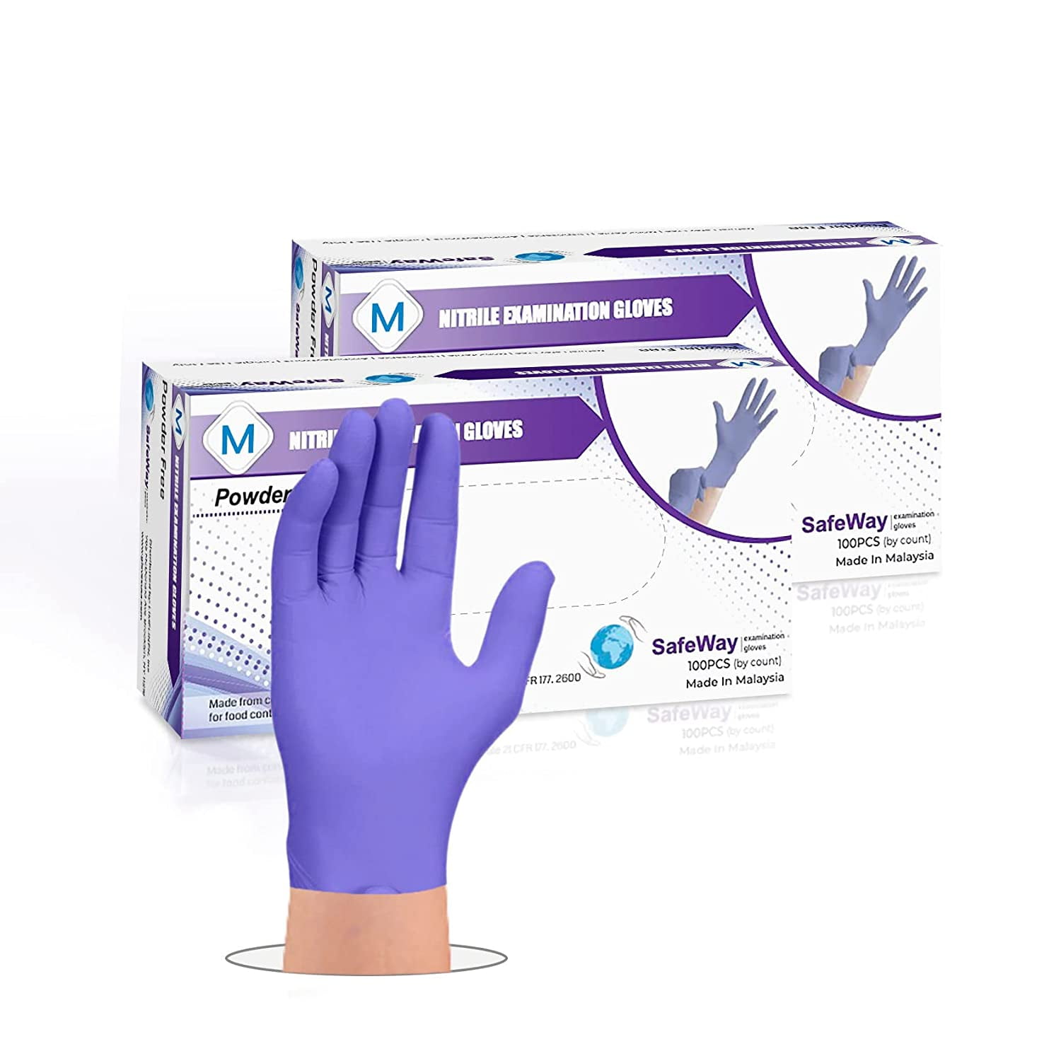SafeWay Premium Nitrile Disposable Exam Gloves, Medium, 200/Box ...