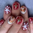Christmas Full Covers on Nails Candy House Glittering False Nails ...
