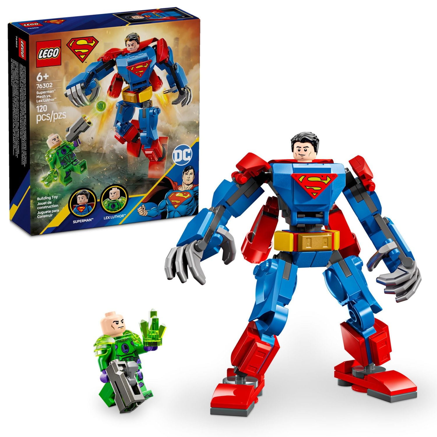 LEGO DC Superman Mech vs. Lex Luthor Building Toy - Superman Toy for ...