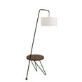 Stork Mid-Century Modern Floor Lamp with Walnut Wood Table Accent and ...