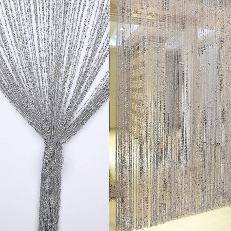 Door Curtain, Silver Decorative String Curtain 100 X 200 Cm Wall Panel ...