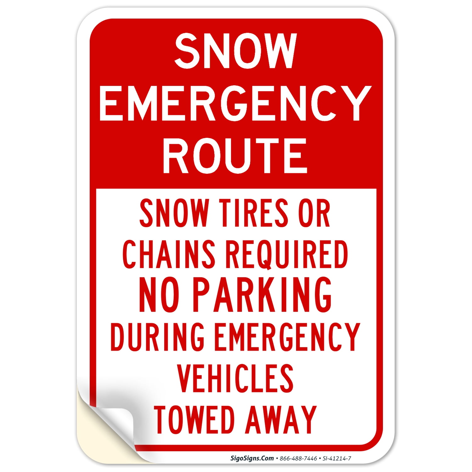 Snow Emergency Route Sign, 10x7 Vinyl Sticker - Walmart.com