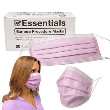 NEW Protective Disposable Pink Face Mouth Mask, 3-Ply Ear Loop, Dust ...