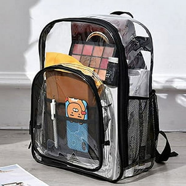 Clear Backpack 17” Water Resistant Heavy Duty See Through Backpack ...
