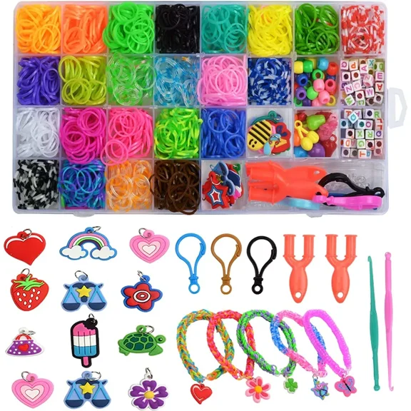 Bluedot Trading 1200 Piece Mulit-Color Rubber Band Loom Band Set and 50 ...