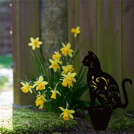 Cat Decorative Garden Stakes Black Cat Silhouette Black Cat Silhouette ...