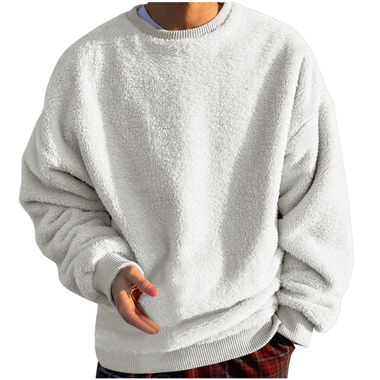 Click here for Faiwad Men Fuzzy Plush Casual Sweatshirt Round Nec... prices