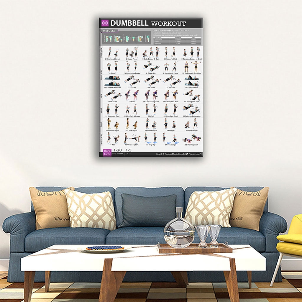Buy Learning Dumbbell Workout Exercise Poster Laminated Free Weight ...