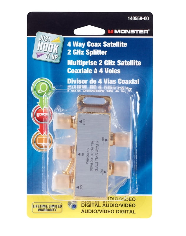 Monster Jhiu 140558-00 4 Way Satellite Splitter - Walmart.com - Walmart.com