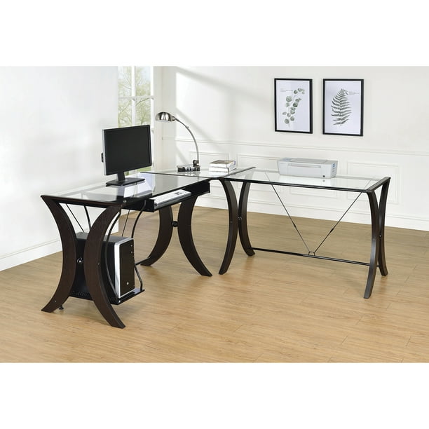 Monterey 3-piece L-shaped Computer Desk Set Cappuccino - Walmart.com