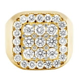 Mens 14K Yellow Gold Real Diamond Square Pinky Ring 4CT - Walmart.com